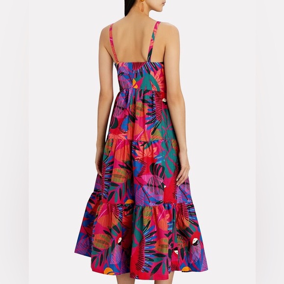 FARM Rio | Dresses | Farm Rio Macaw Printed Poplin Midi Dress | Poshmark